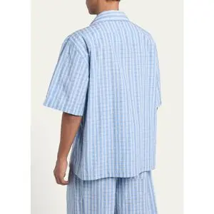 Bottega Veneta Cotton And Silk Textured Plaid Short-sleeve Shirt