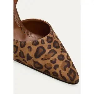 Manolo Blahnik 90mm Taylerbinu Leopard Mixed Leather Pumps - Brown