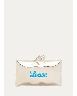 Loewe Claw-embellished Minaudiere Clutch Bag - Silver/blue