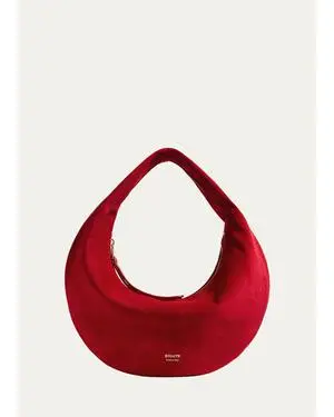 Khaite Olivia Mini Suede Hobo Bag - Ruby