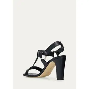 Manolo Blahnik 90mm Miona Leather T-bar Sandals