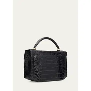 TOTEME Box Croc-embossed Leather Top-handle Bag - Black