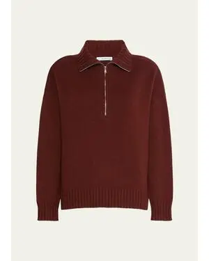 Max Mara Quarter-zip Cashmere Sweater - Rust