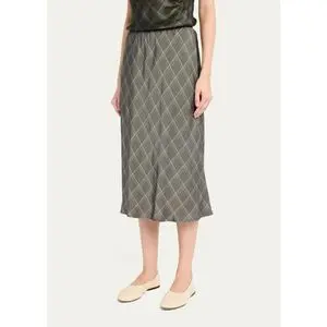 Vince Diamond Plaid Midi Skirt
