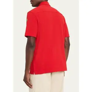 Moncler Leather Logo Tag Cotton Pique Polo Shirt