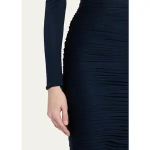 Versace Gathered Long-sleeve Midi Dress