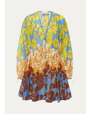 ALEMAIS Splice Cotton-silk Mini Dress