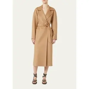 Max Mara Wool Belted Long Wrap Coat