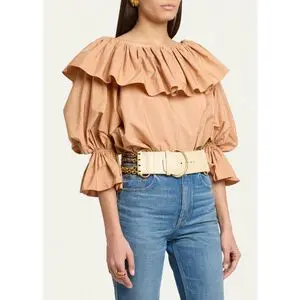 Chloé Ruffle Balloon-sleeve Cotton Top