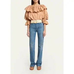 Chloé Ruffle Balloon-sleeve Cotton Top