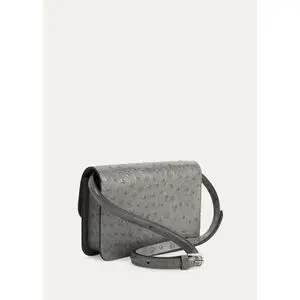 TOTEME T-lock Ostrich-embossed Leather Crossbody Bag - Grey