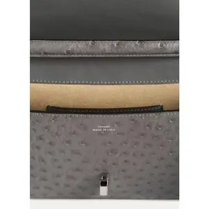TOTEME T-lock Ostrich-embossed Leather Crossbody Bag - Grey