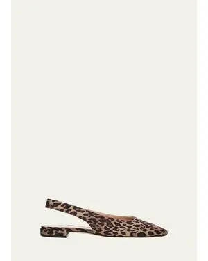 STUART WEITZMAN Stassi Grosgrain Slingback Flats - Leopard
