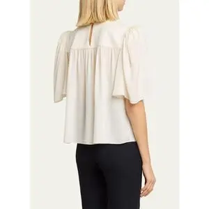 Chloé Strong-shoulder Floral Silk Jacquard Top