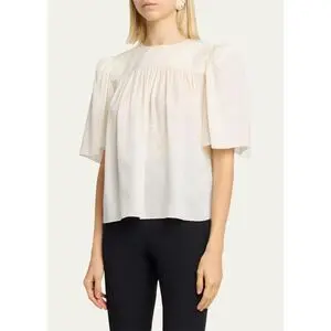 Chloé Strong-shoulder Floral Silk Jacquard Top