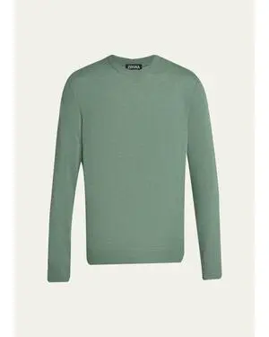 Zegna Oasi Cashmere Crewneck Sweater Green