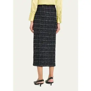 Missoni Paillette Wavy Check Tweed Midi Skirt
