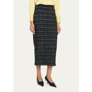 Missoni Paillette Wavy Check Tweed Midi Skirt