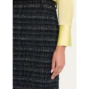 Missoni Paillette Wavy Check Tweed Midi Skirt