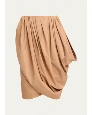Chloé Draped Cotton Knee-length Skirt - Reef Shell