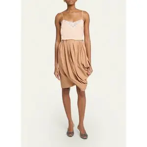 Chloé Draped Cotton Knee-length Skirt - Reef Shell