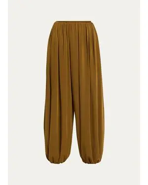 Ronny Kobo Renier Ruched Wide-leg Jersey Pants - Tapenade