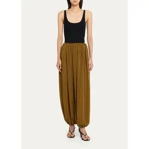 Ronny Kobo Renier Ruched Wide-leg Jersey Pants - Tapenade