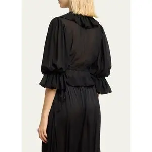 Chloé Tie Ruffle Silk Crop Top - Coconut Mi