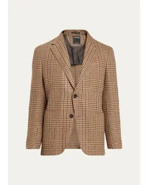 Zegna Cashmere Glen Plaid Single-breasted Sport Coat - Medium Brown