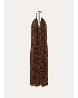 VIX PAULA HERMANNY Tammy Leopard-print Halter Maxi Dress