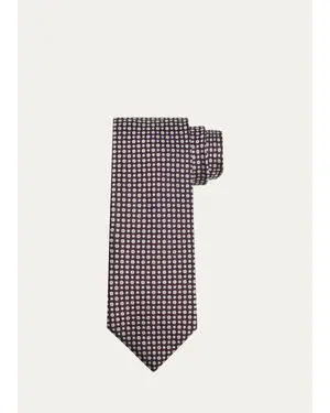 Zegna Geometric-floral Silk Tie - Red Multi