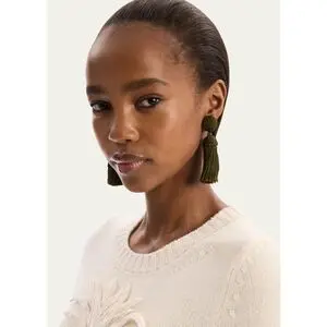 Oscar De La Renta Short Silk Rope Tassel Clip-on Earrings