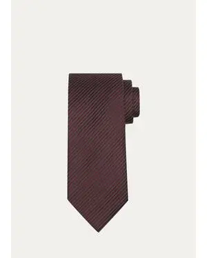 Zegna Micro-jacquard Stripe Silk Tie - Red