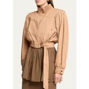 Chloé Technical Cotton Puff-sleeve Crop Jacket