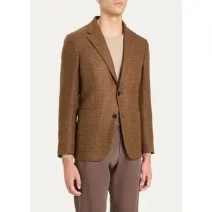 Zegna Cashmere Tonal Houndstooth Single-breasted Sport Coat - Brown