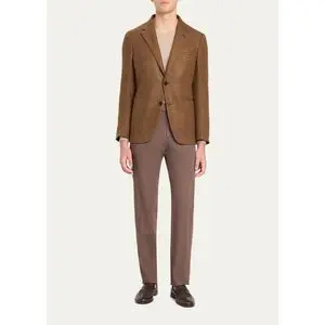 Zegna Cashmere Tonal Houndstooth Single-breasted Sport Coat - Brown