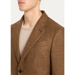 Zegna Cashmere Tonal Houndstooth Single-breasted Sport Coat - Brown
