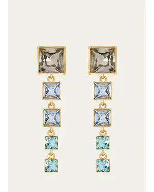 Oscar De La Renta Square-cut Rhinestone Dangle Earrings Multicolor