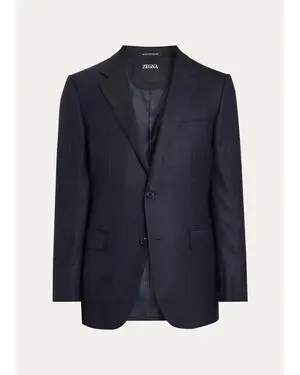 Zegna Wool Fine Stripe Single-breasted Sport Coat - Navy