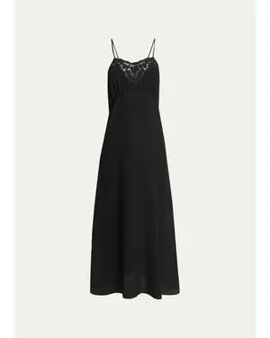 Chloé Lace-trim Empire Silk Midi Slip Dress - Black