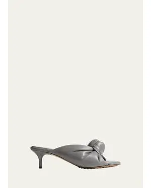 Bottega Veneta 35mm Cherry Knotted Leather Mule Sandals - Basalt