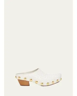 Bottega Veneta Gondola Intrecciato Leather Clog Mules - Alabaster