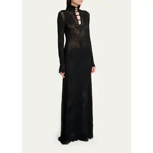 Gabriela Hearst Solace Wool Lace Knit Long-sleeve Maxi Dress