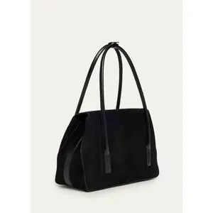TOM FORD Eclipse Medium Suede & Leather Shoulder Bag - Cloudburst