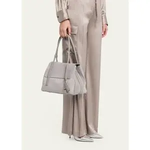 TOM FORD Eclipse Medium Suede & Leather Shoulder Bag - Cloudburst