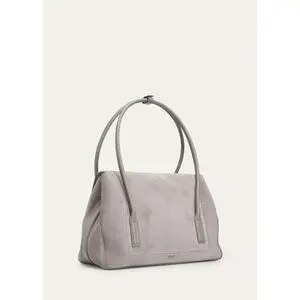 TOM FORD Eclipse Medium Suede & Leather Shoulder Bag - Cloudburst