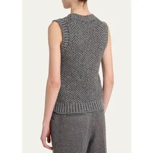 Gabriela Hearst Cresset Cashmere Speckled Herringbone V-neck Vest