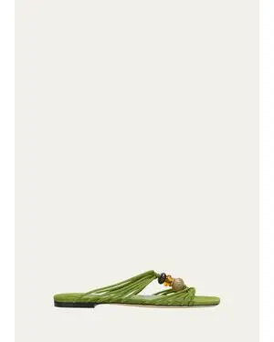 JIMMY CHOO Lova Suede Flat Slide Sandals