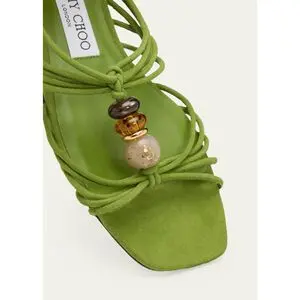 JIMMY CHOO Lova Suede Flat Slide Sandals