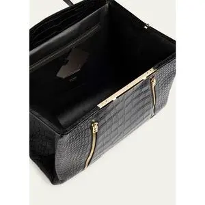 TOM FORD Patrick Croc-embossed Leather Shoulder Bag - Black